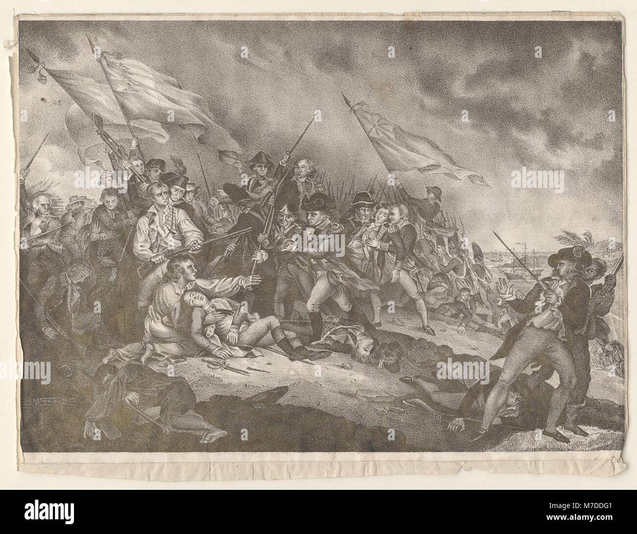 A historic depiction of the Battle of Bunker Hill on June 17, 1775 ...