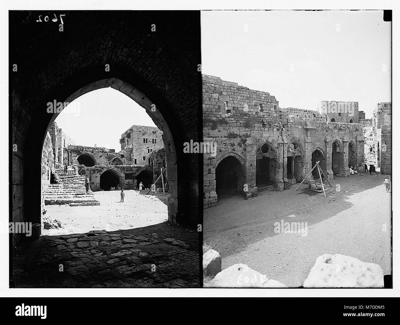 Krak des Chevaliers, a medieval castle in Syria, features a courtyard ...