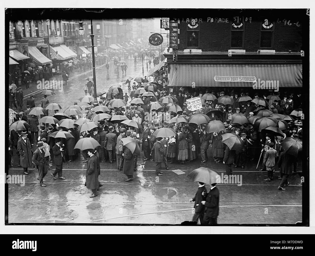 A photograph showing a Labor Day (May Day) parade in New York, with a ...