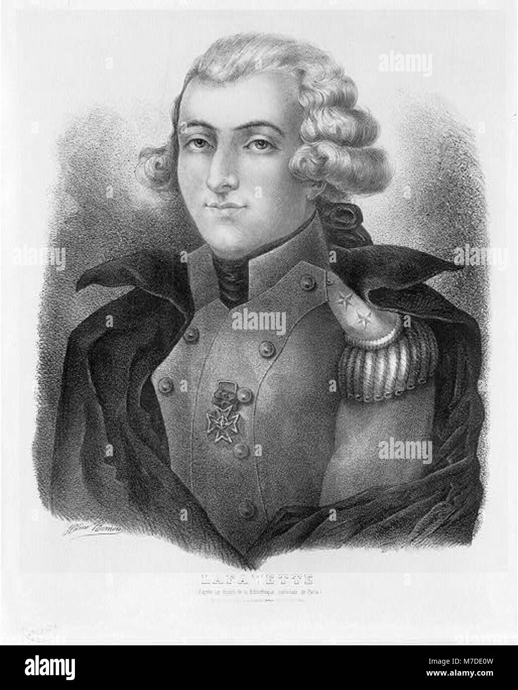 A historical portrait of Lafayette, a prominent French general and ...