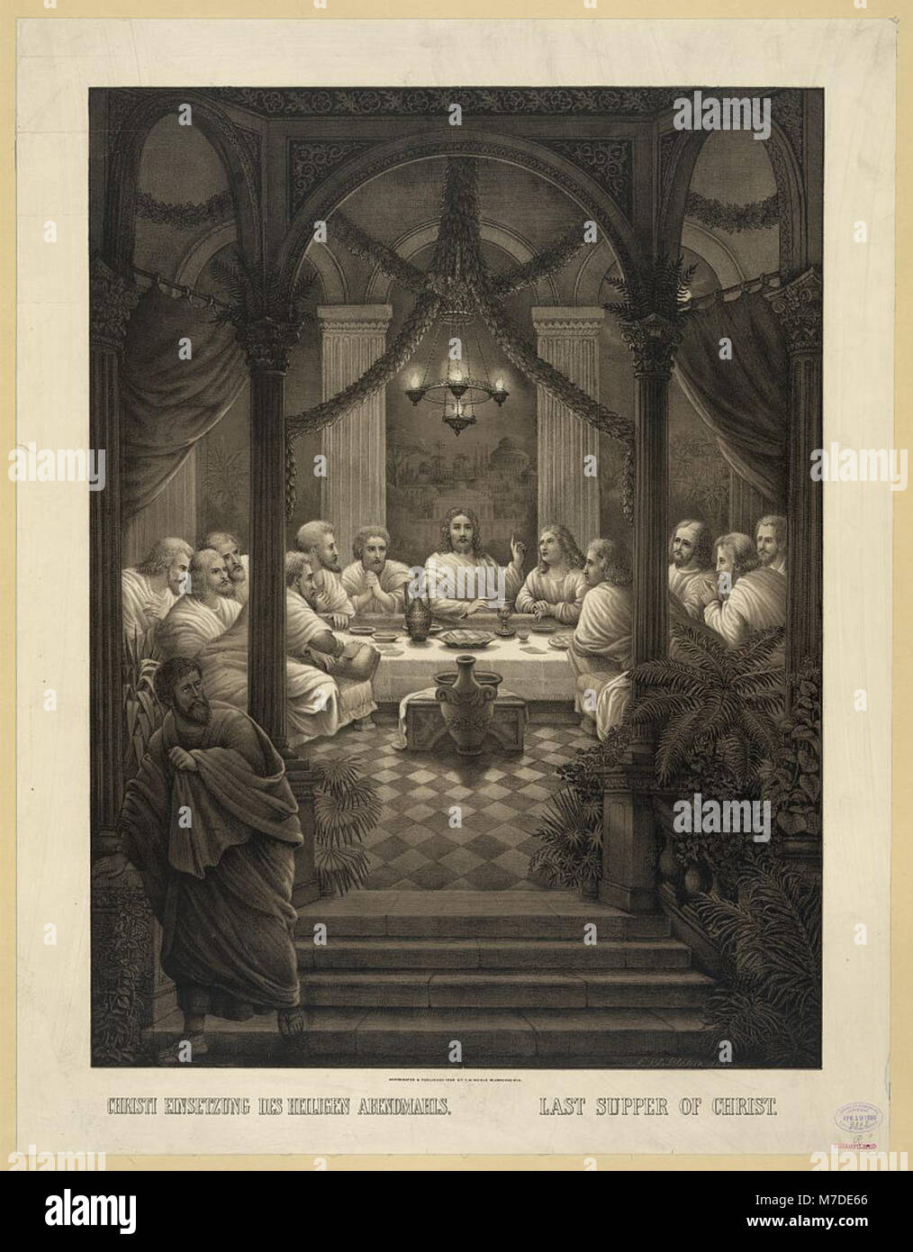 An artistic or historical depiction of the Last Supper, illustrating ...