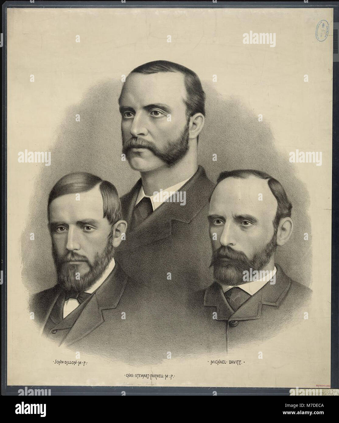 This image depicts prominent Irish political leaders John Dillon ...