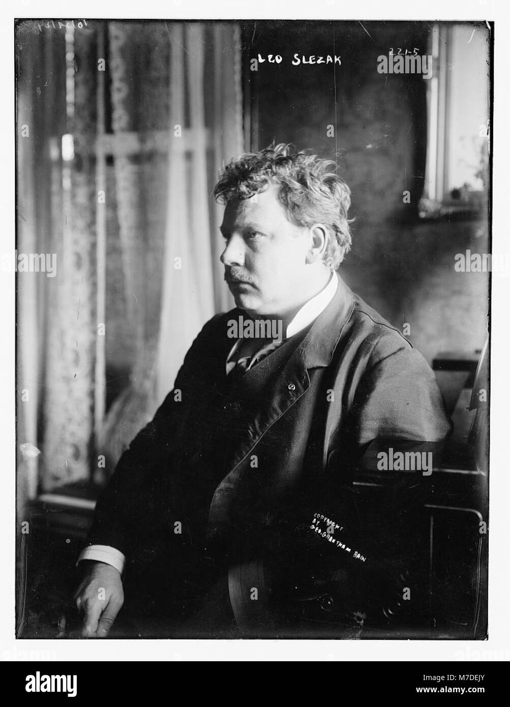 A portrait of Leo Slezak, a renowned opera singer, captured in the ...
