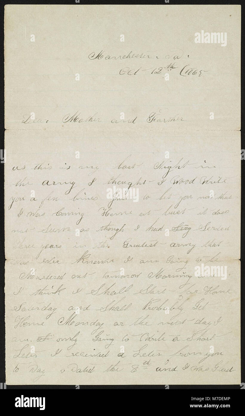 A historical letter from George W. Weeks, written from Manchester ...