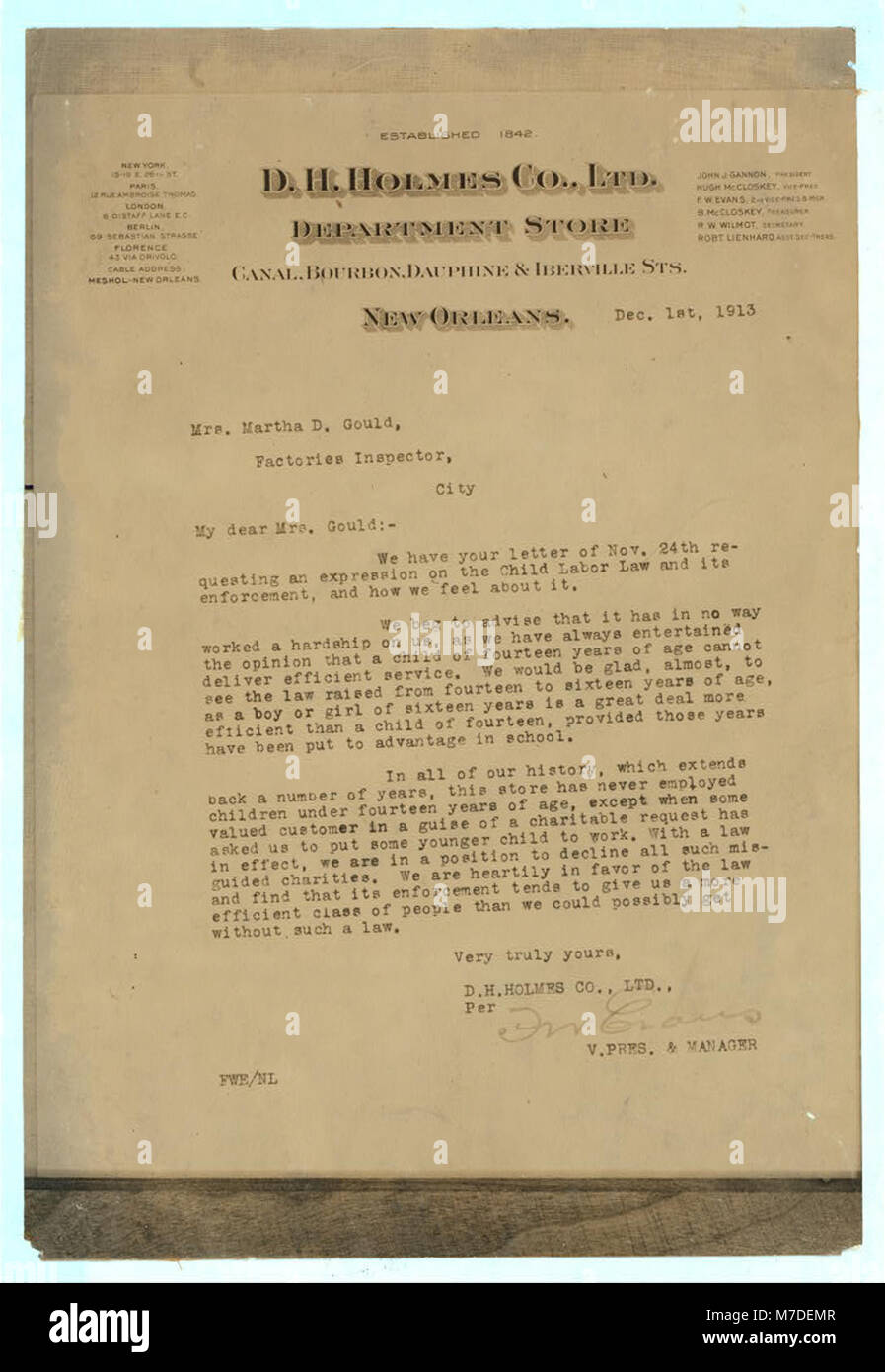 Letter from manager of a department store in New Orleans. LOC cph ...