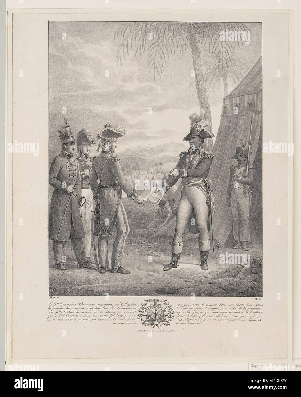 A historical representation of General Toussaint L'Ouverture presenting ...