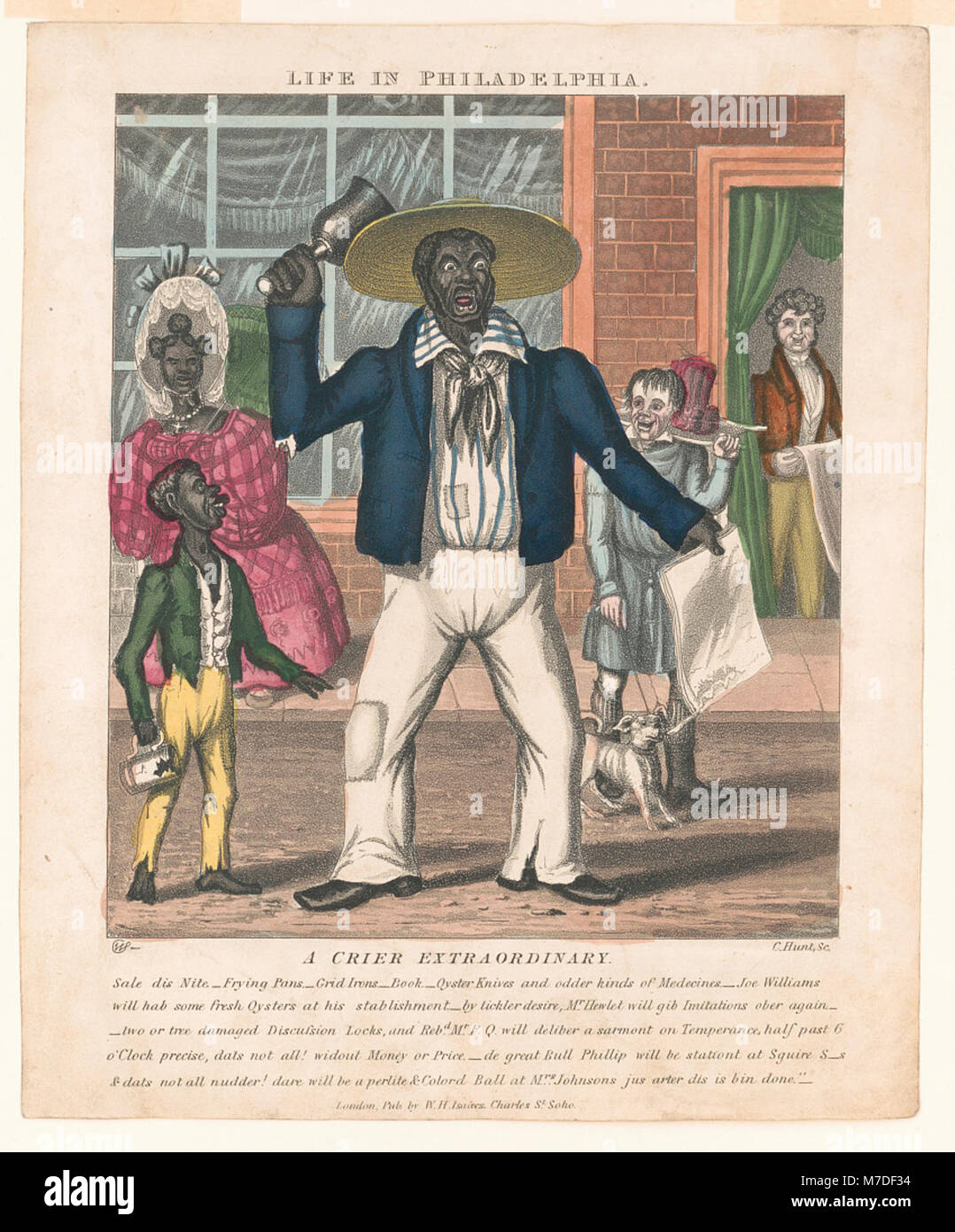 This image portrays an extraordinary crier in Philadelphia, providing ...