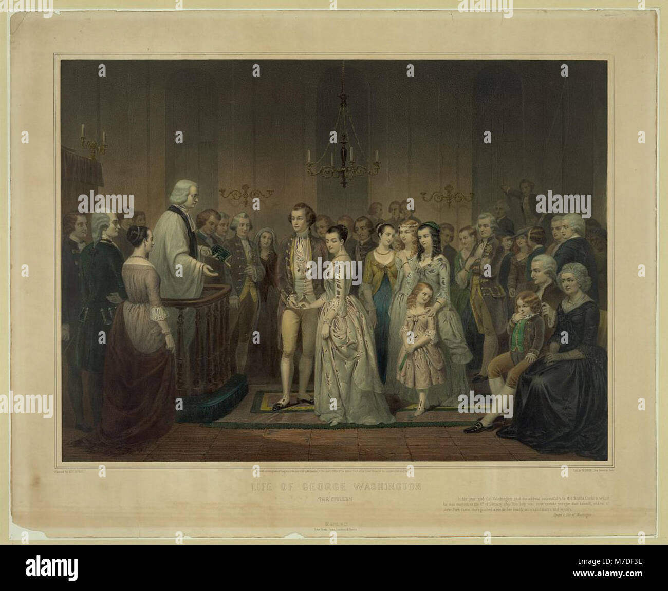 A lithograph titled 'Life of George Washington: The Citizen,' painted ...