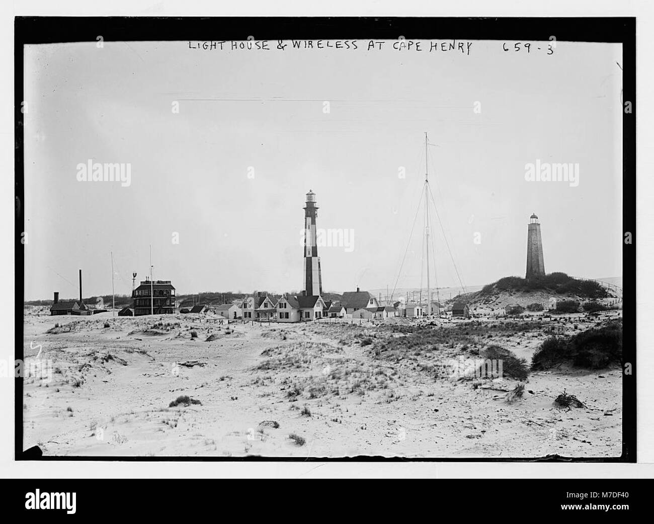 A view of the wireless lighthouse at Cape Henry, located near the moors ...