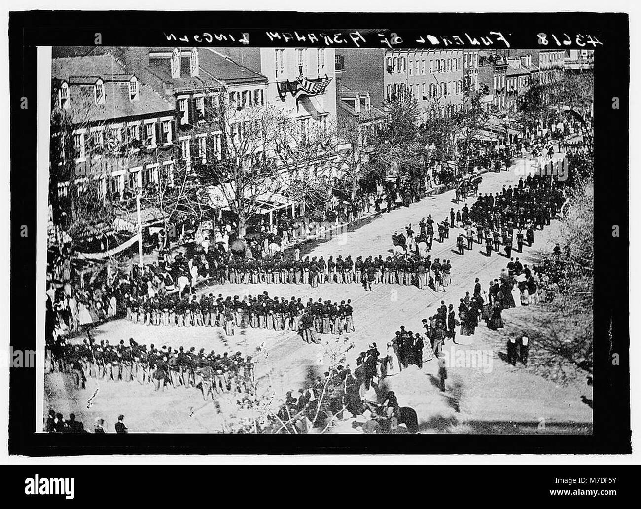 A historical photograph of Abraham Lincoln’s funeral procession in ...