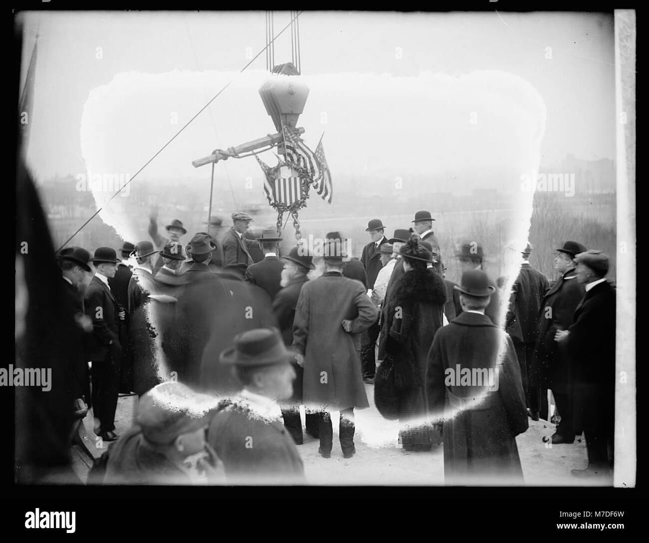 A historical photograph of the cornerstone laying ceremony for the ...