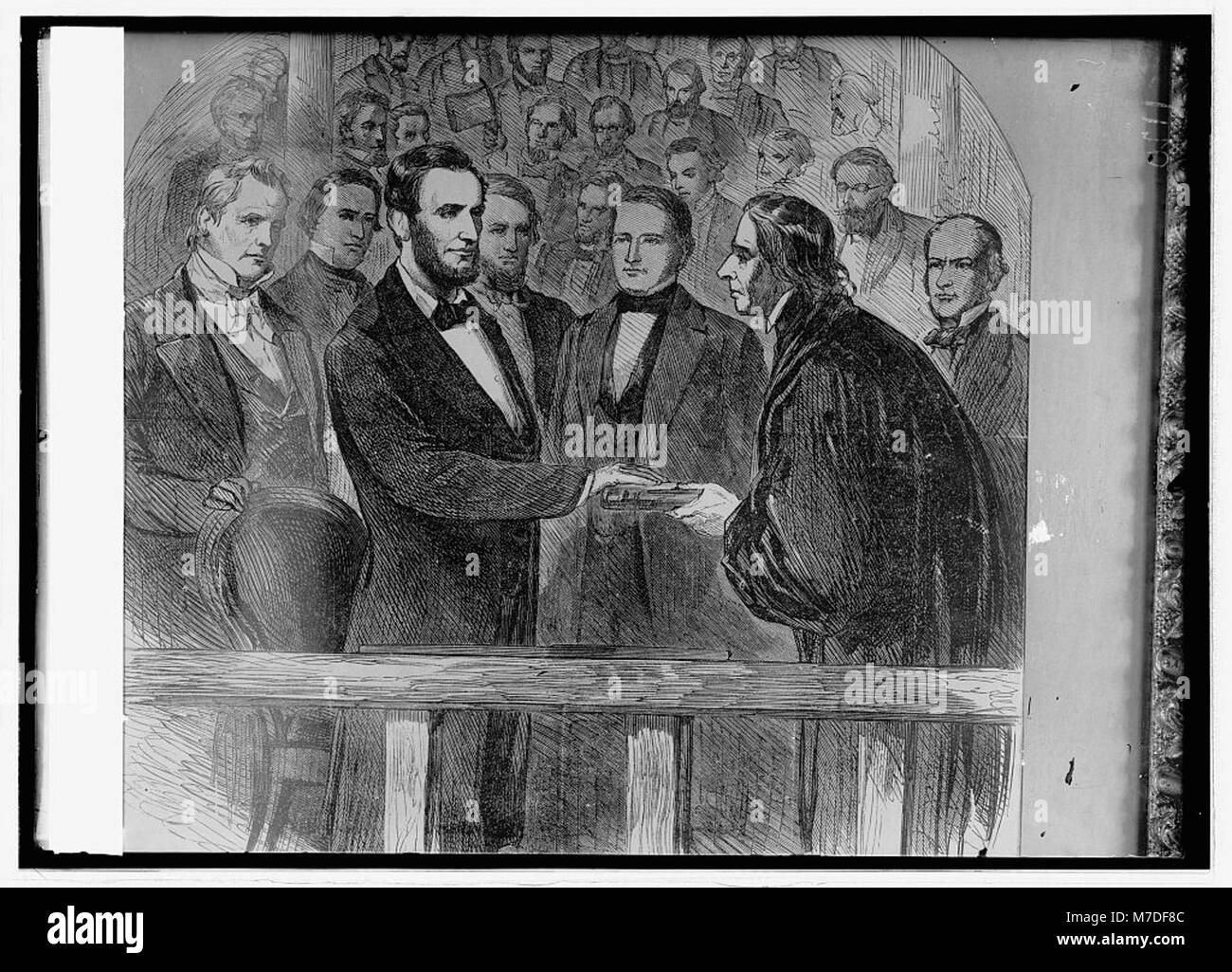 This image captures the moment when Abraham Lincoln was sworn in as the ...