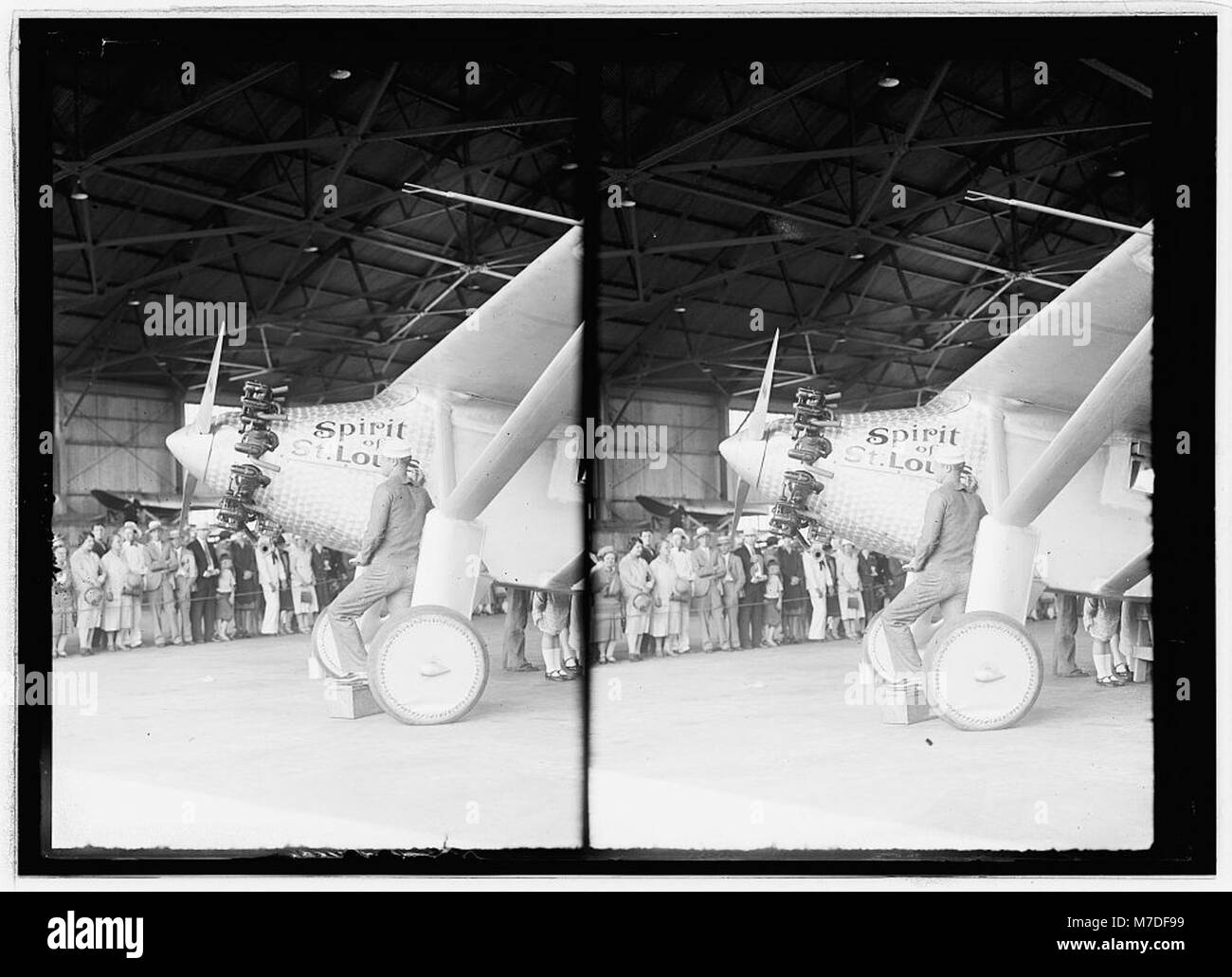 The image captures the iconic Charles Lindbergh, an aviation pioneer ...