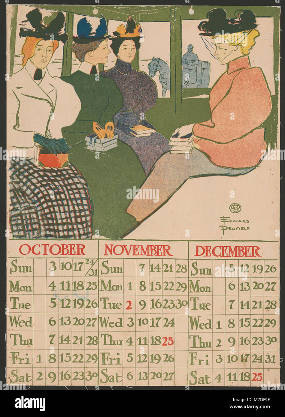 This is a calendar page from October, November, and December of 1897 ...