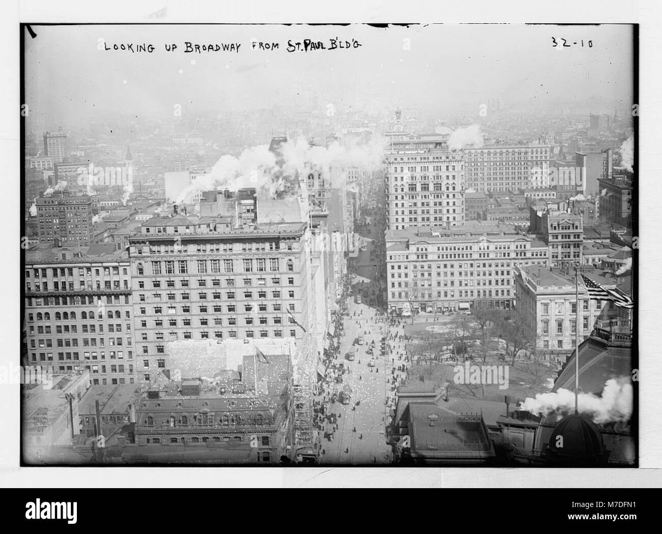 A view of Broadway from the top of the St. Paul Building in New York ...