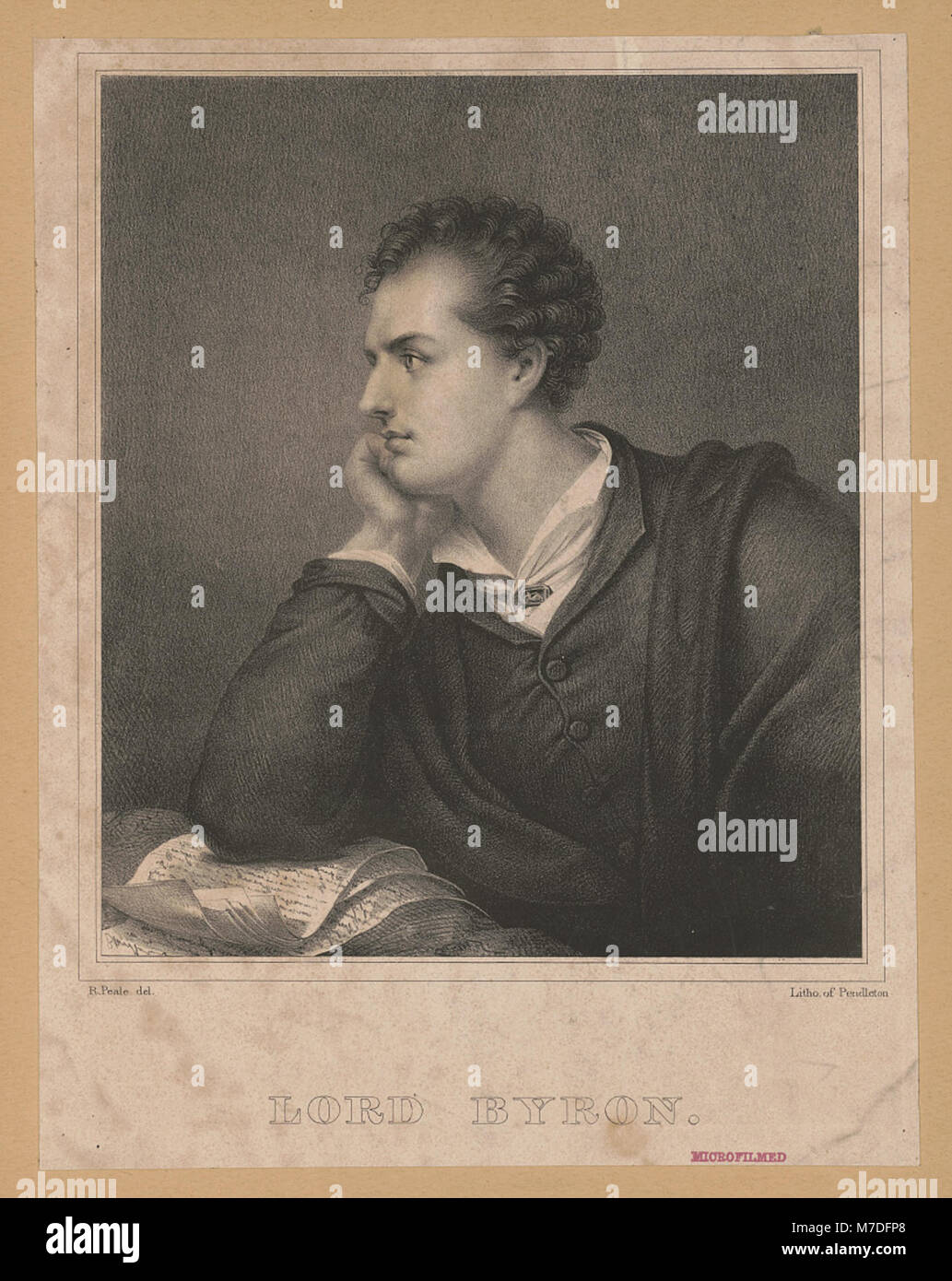 A portrait of Lord Byron, the renowned British poet and leading figure ...