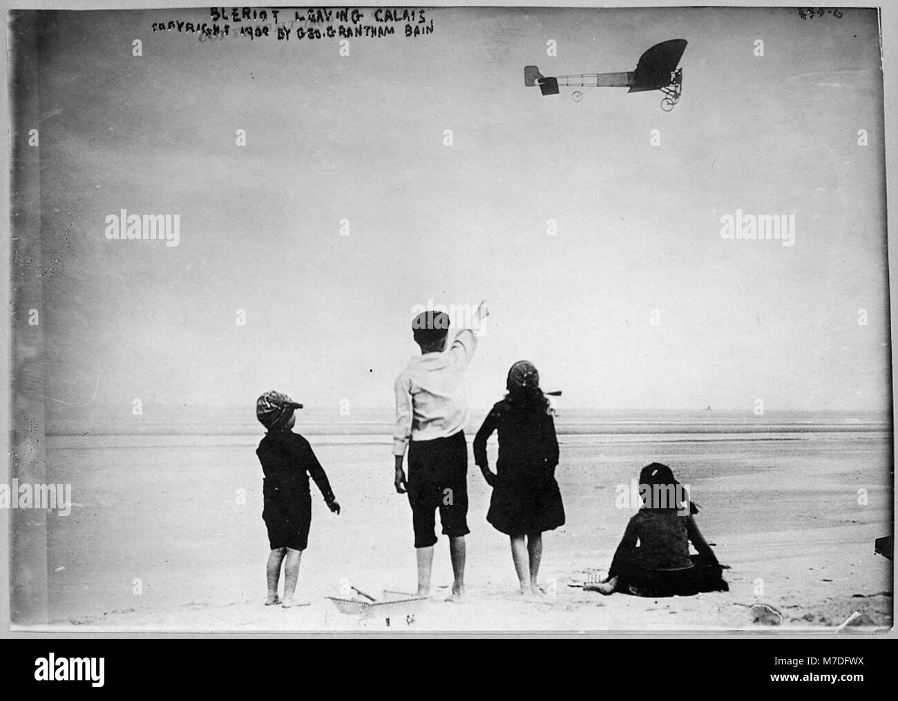 Portrait of Louis Bleriot, a pioneering French aviator, known for his ...