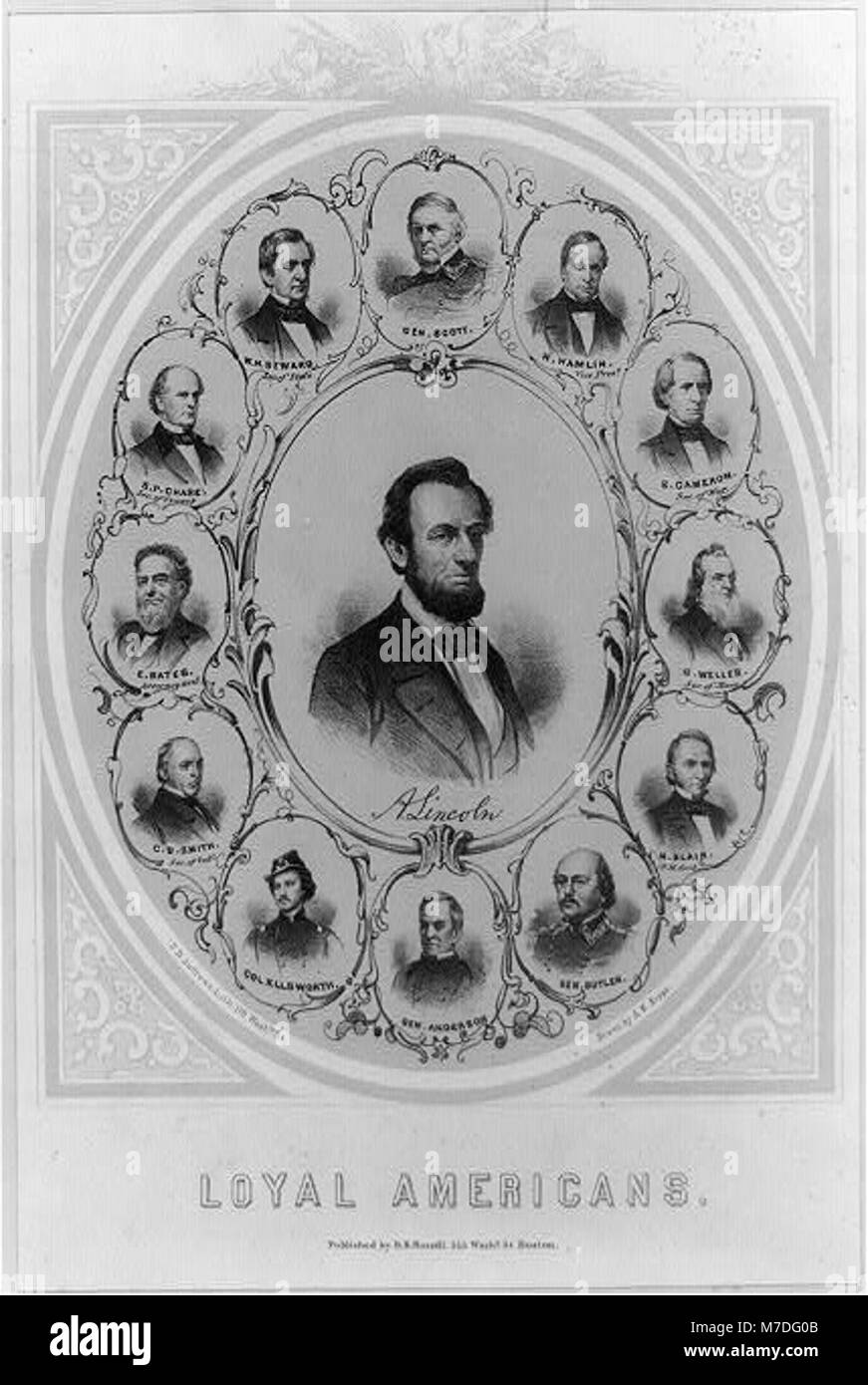 This image depicts a group of loyal Americans, emphasizing their ...