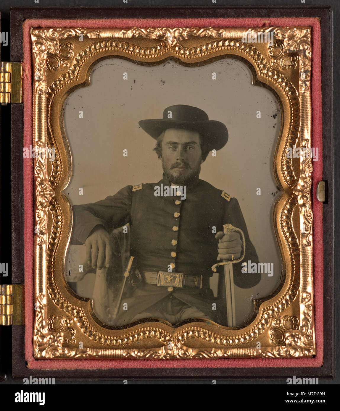 This image features an unidentified officer in Union uniform wearing a ...