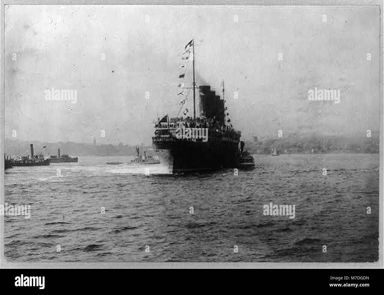 A stern view of the RMS Lusitania taken during its maiden voyage in the ...