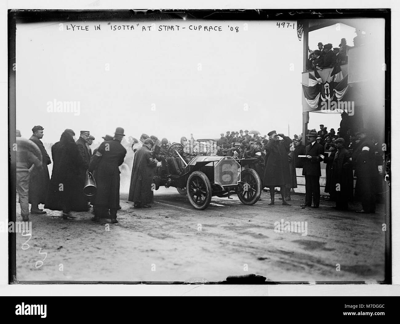 The image depicts a race car named 'Isotta' driven by Lytle at the ...