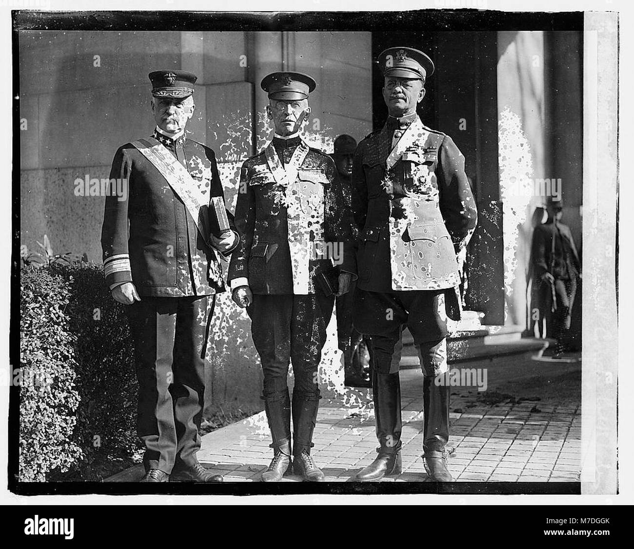 A photograph showing Admiral Bruson, General Crowder, and Colonel ...