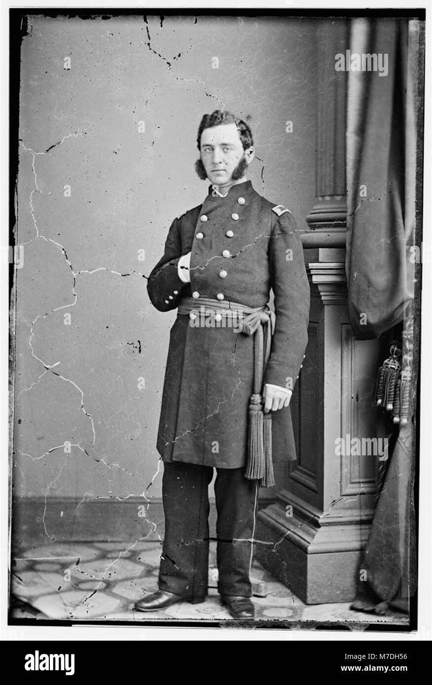 A portrait of Major L.E. Johnson, Paymaster, depicted in a historical ...