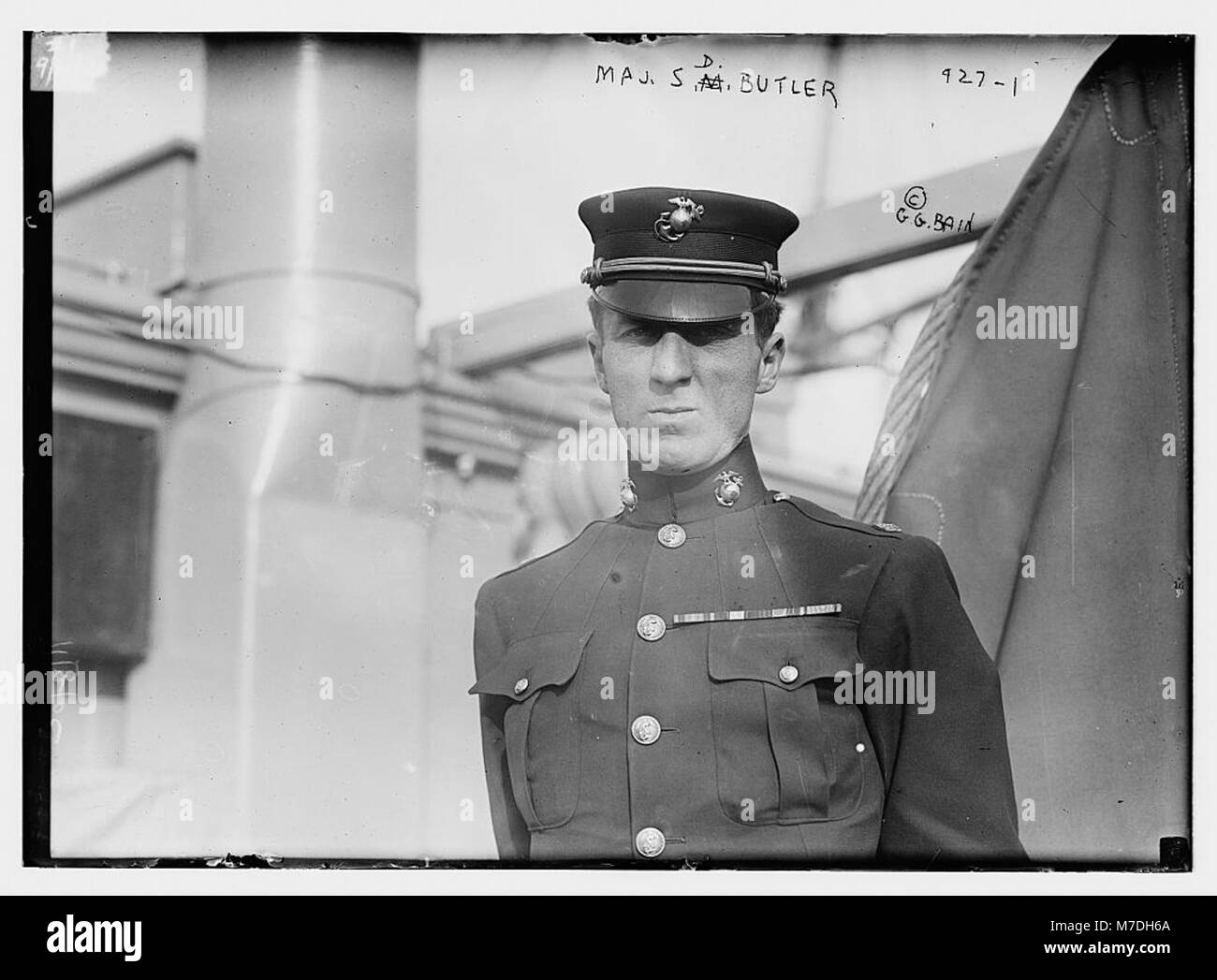 A portrait of Major S.D. Butler in uniform, capturing his military ...
