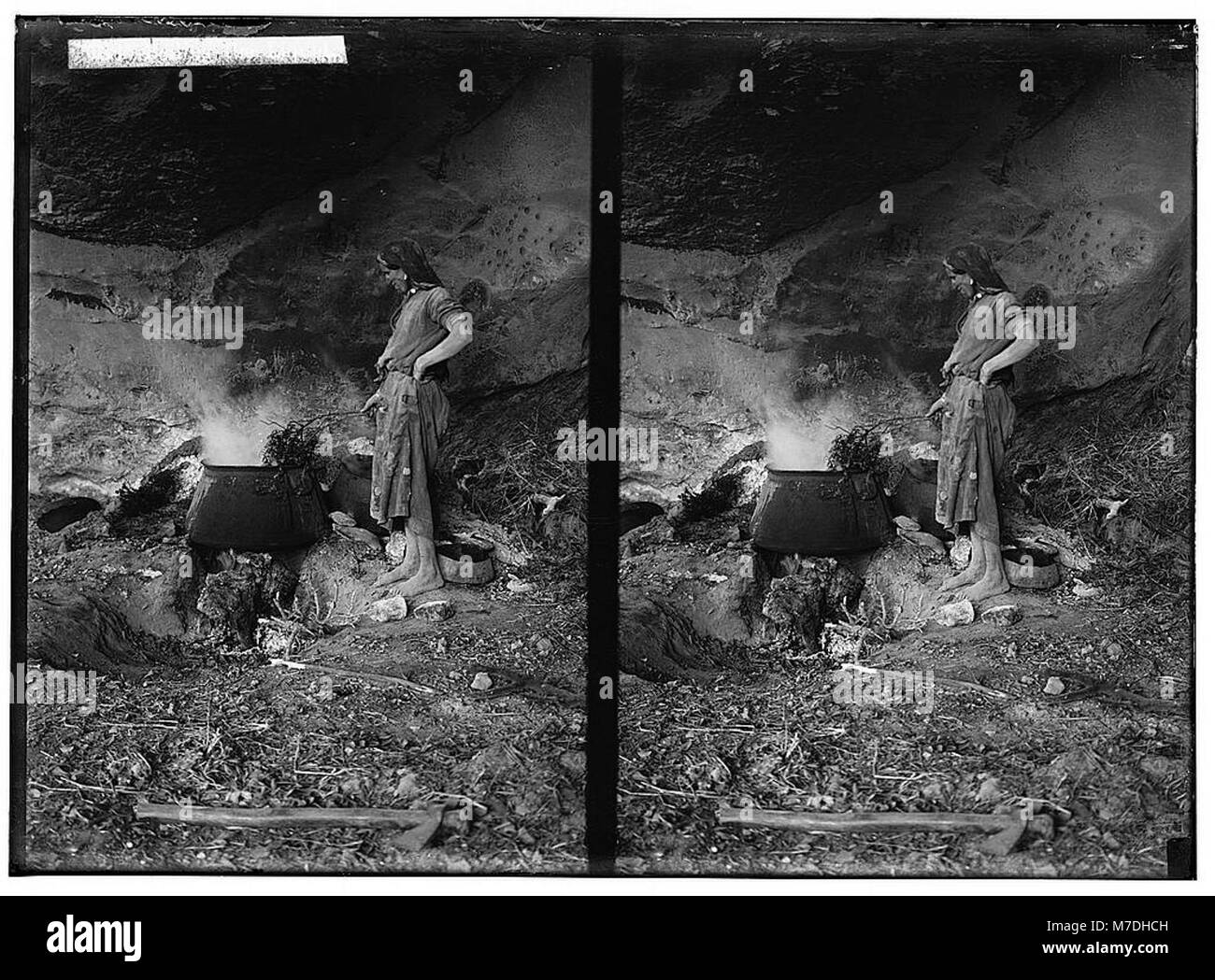 A historical scene showing the process of making gunpowder at Beit ...