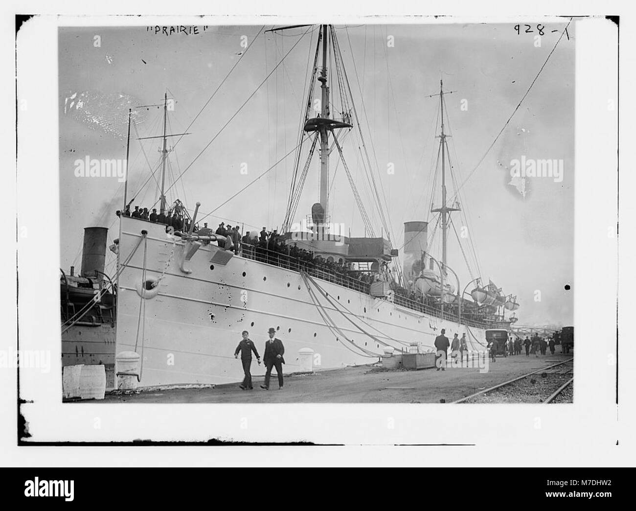U.S. Marines aboard the USS Prairie while docked, depicted in a ...