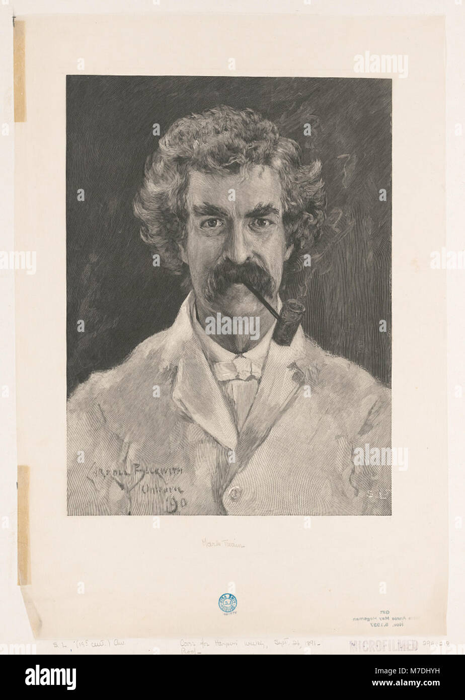 This image portrays Mark Twain, one of the most famous American authors ...