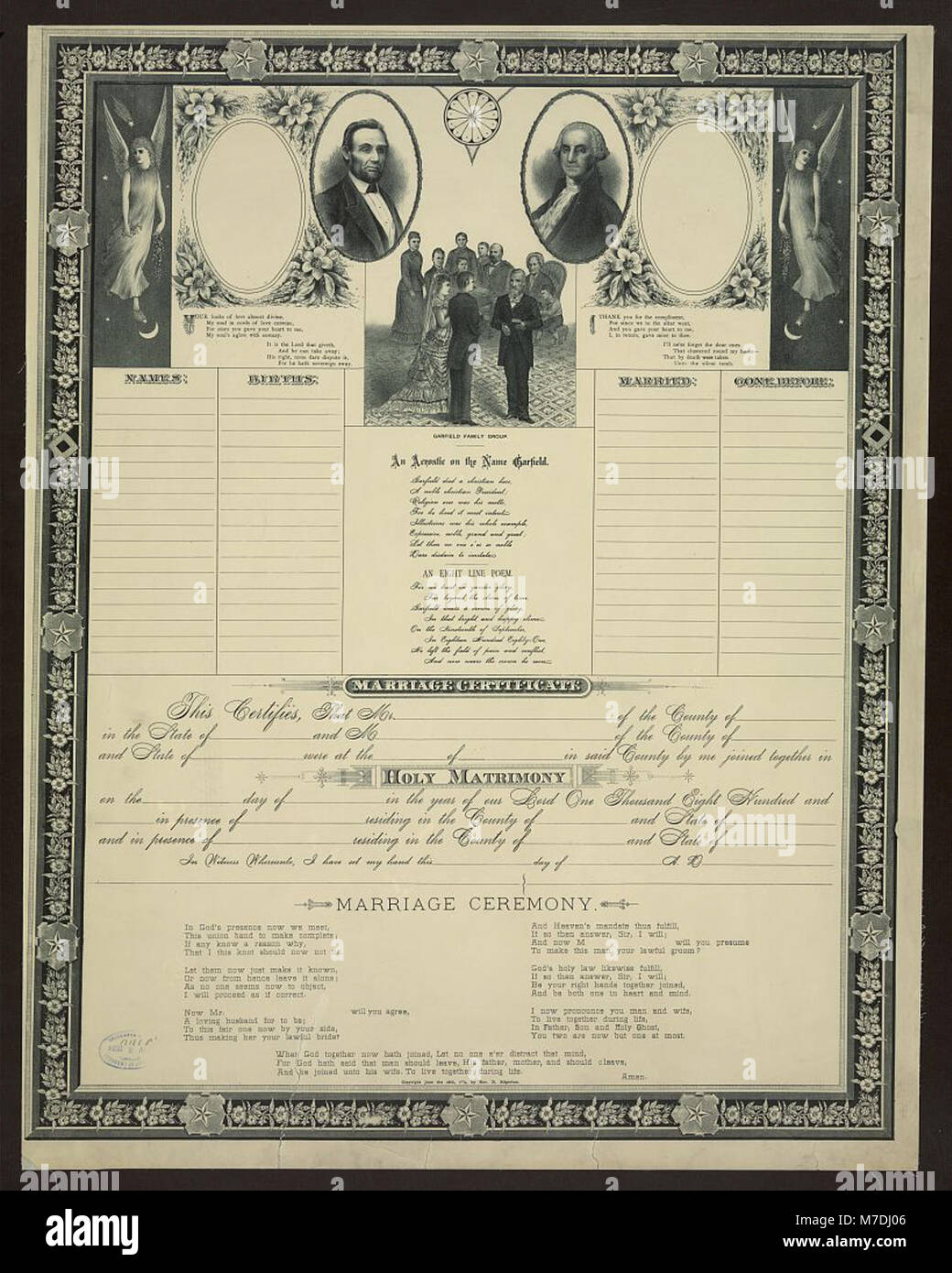 This image shows a marriage certificate and a family register, likely ...