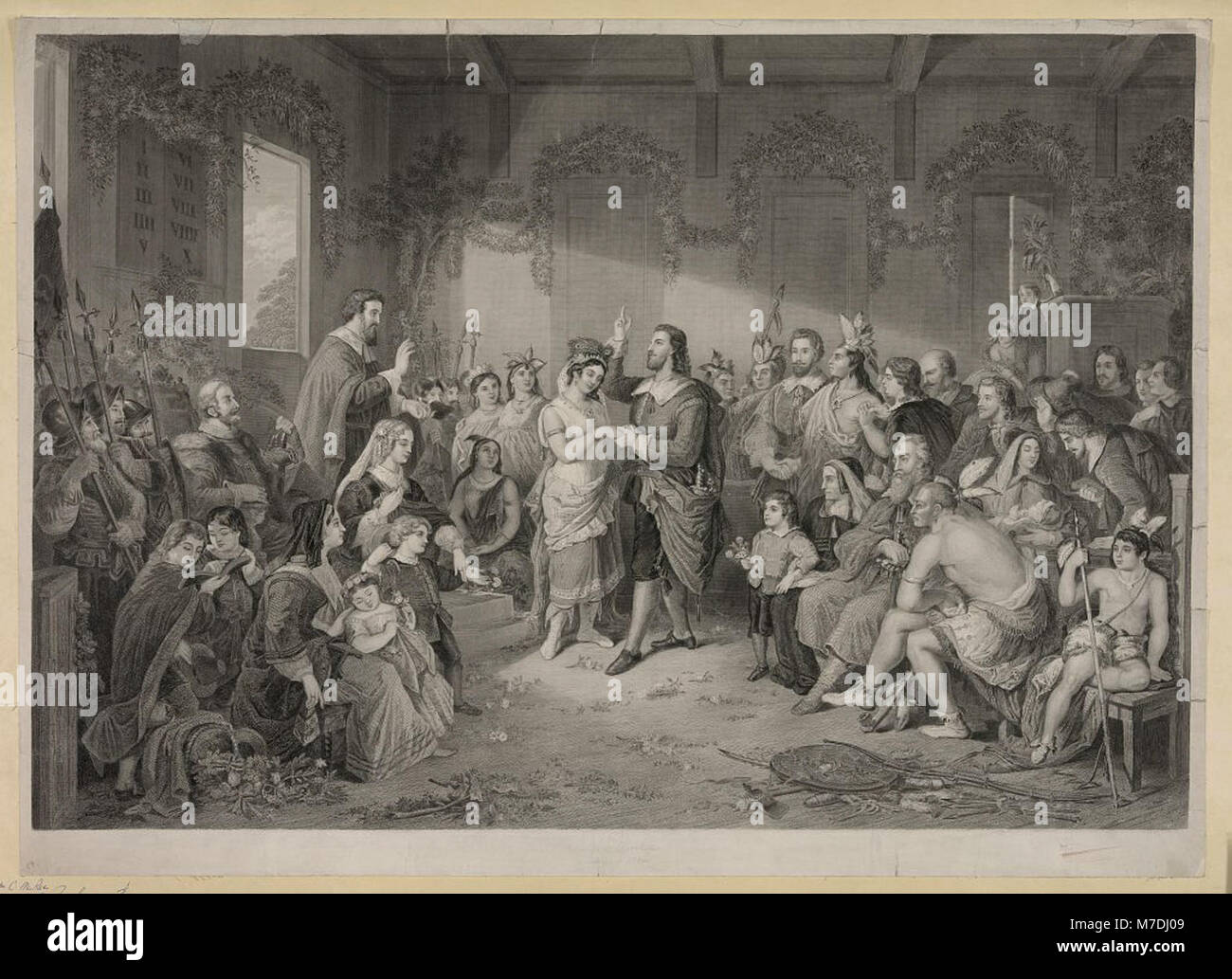 Historical depiction of the marriage of Pocahontas, a significant event ...