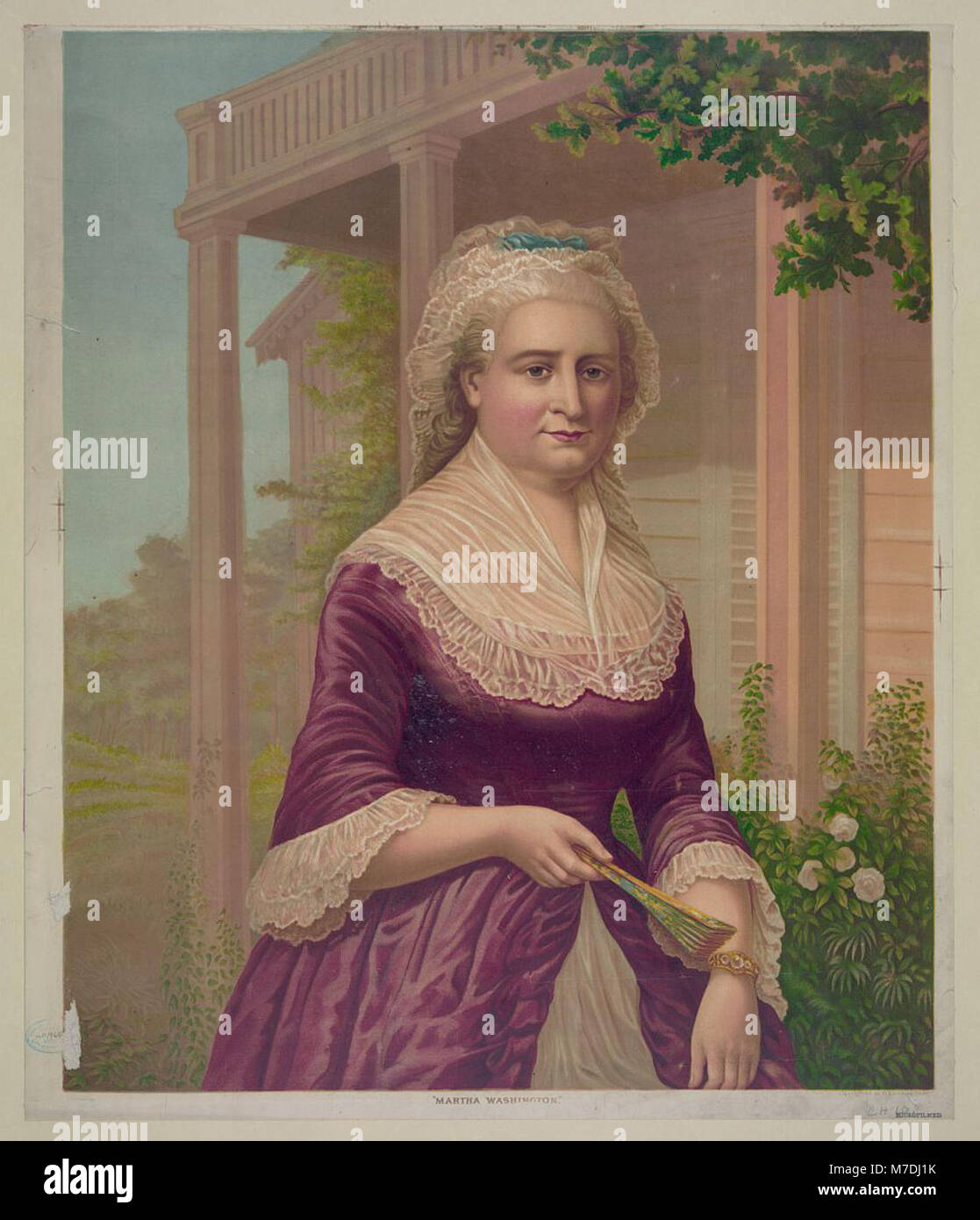 A portrait of Martha Washington, the wife of George Washington and the ...