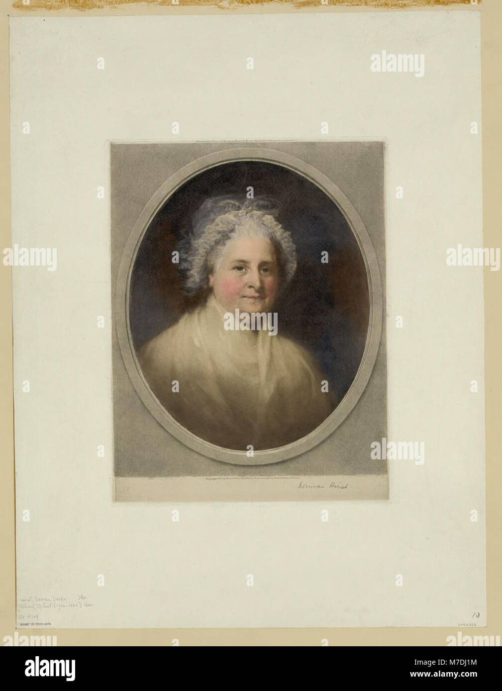 A portrait of Martha Washington, wife of George Washington and the ...
