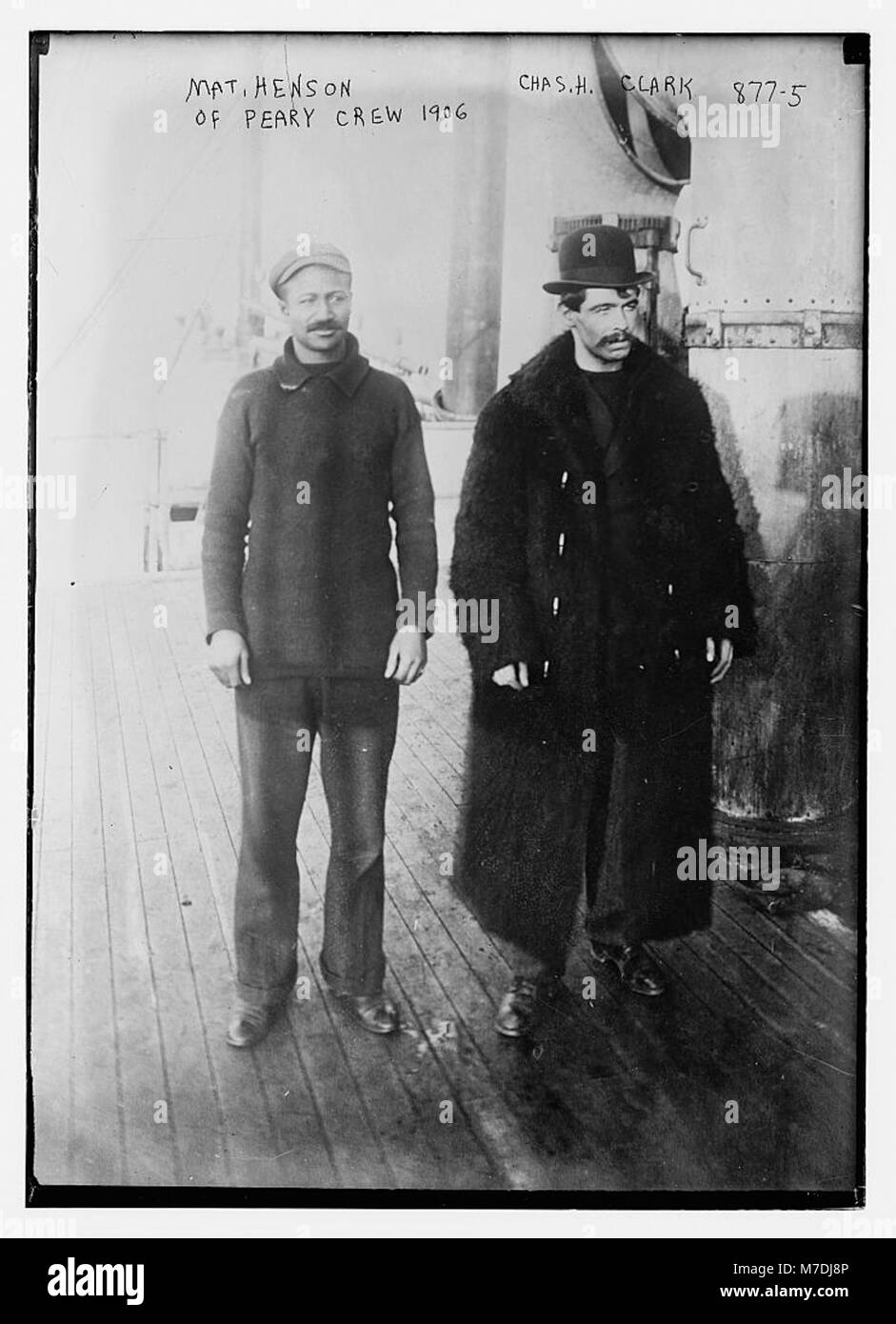 Mathew Henson, an African American explorer, aboard the boat deck with ...