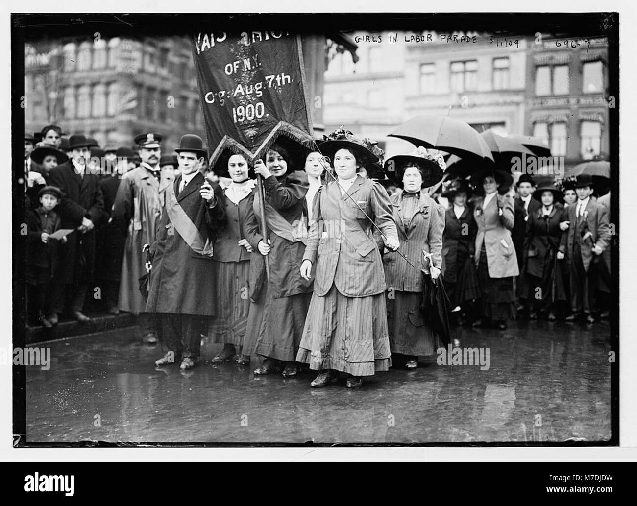 A photograph of the May Day Parade in New York, featuring women ...