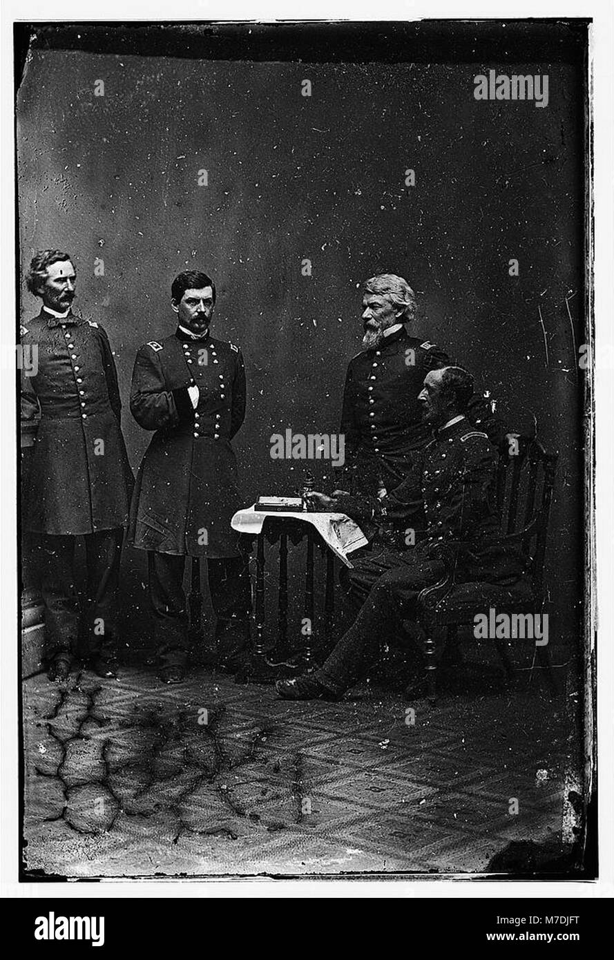 A historical photograph of General George McClellan with his staff ...