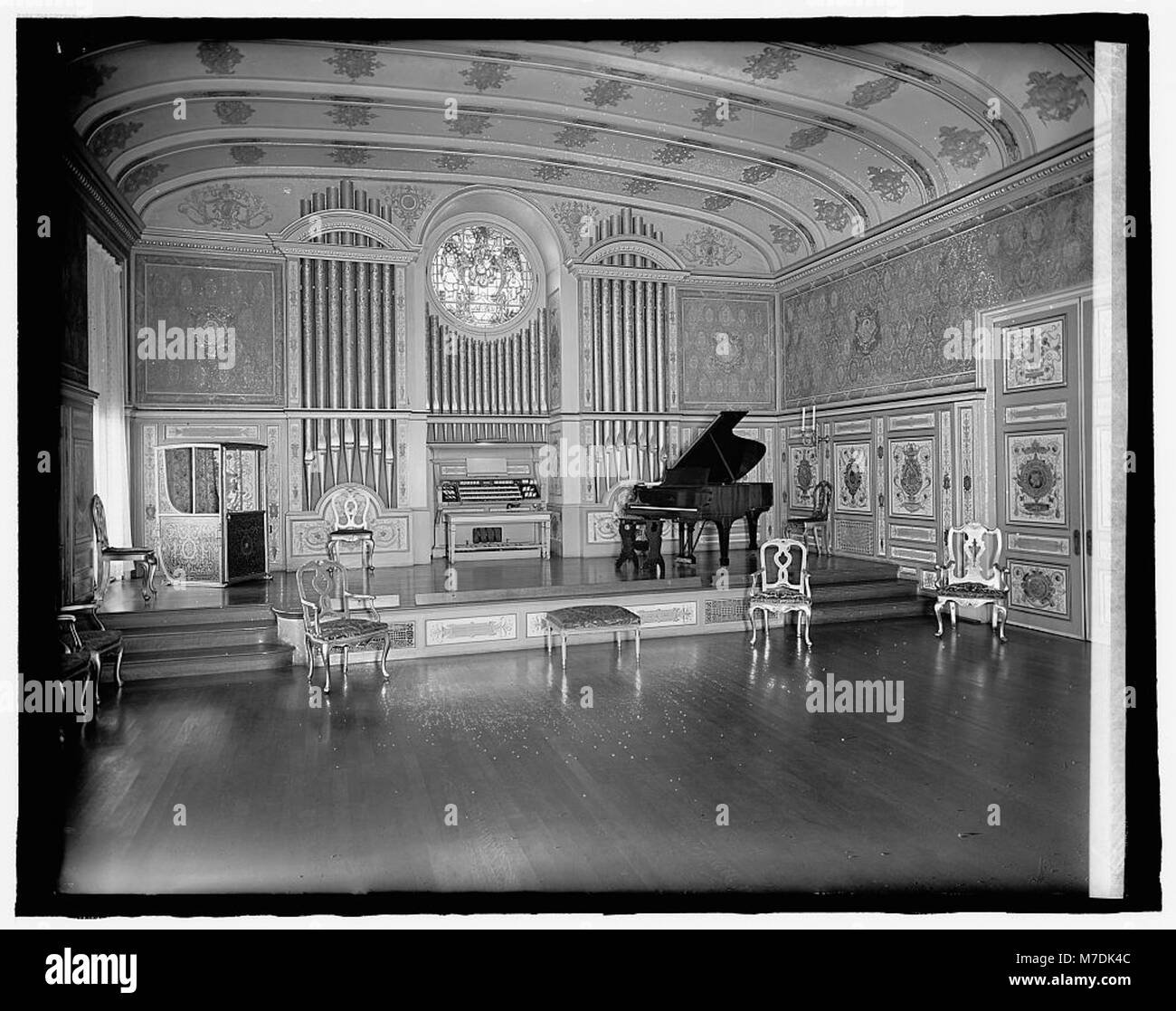 A photograph of the music room at the Mexican Embassy in Washington, D ...