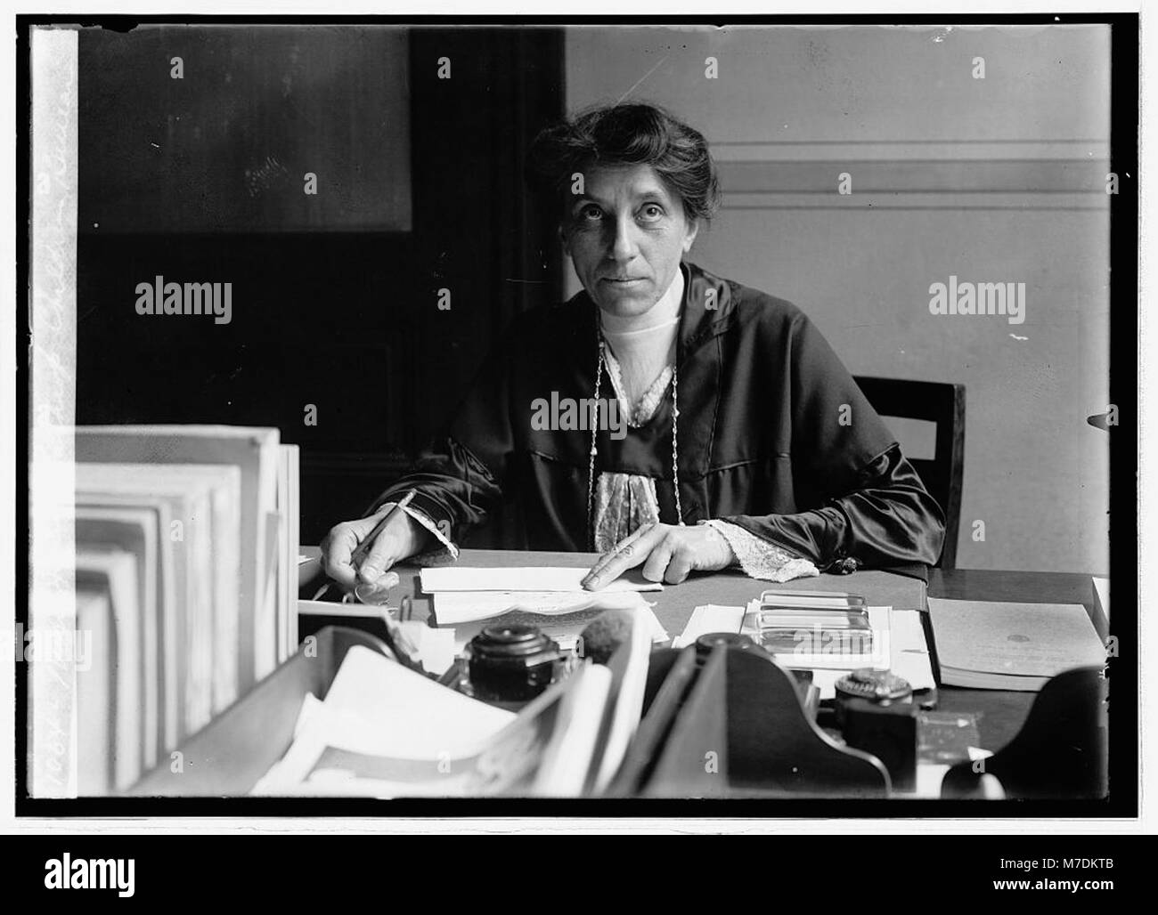 A portrait of Miss Julia Lathrop, a key figure in the establishment of ...