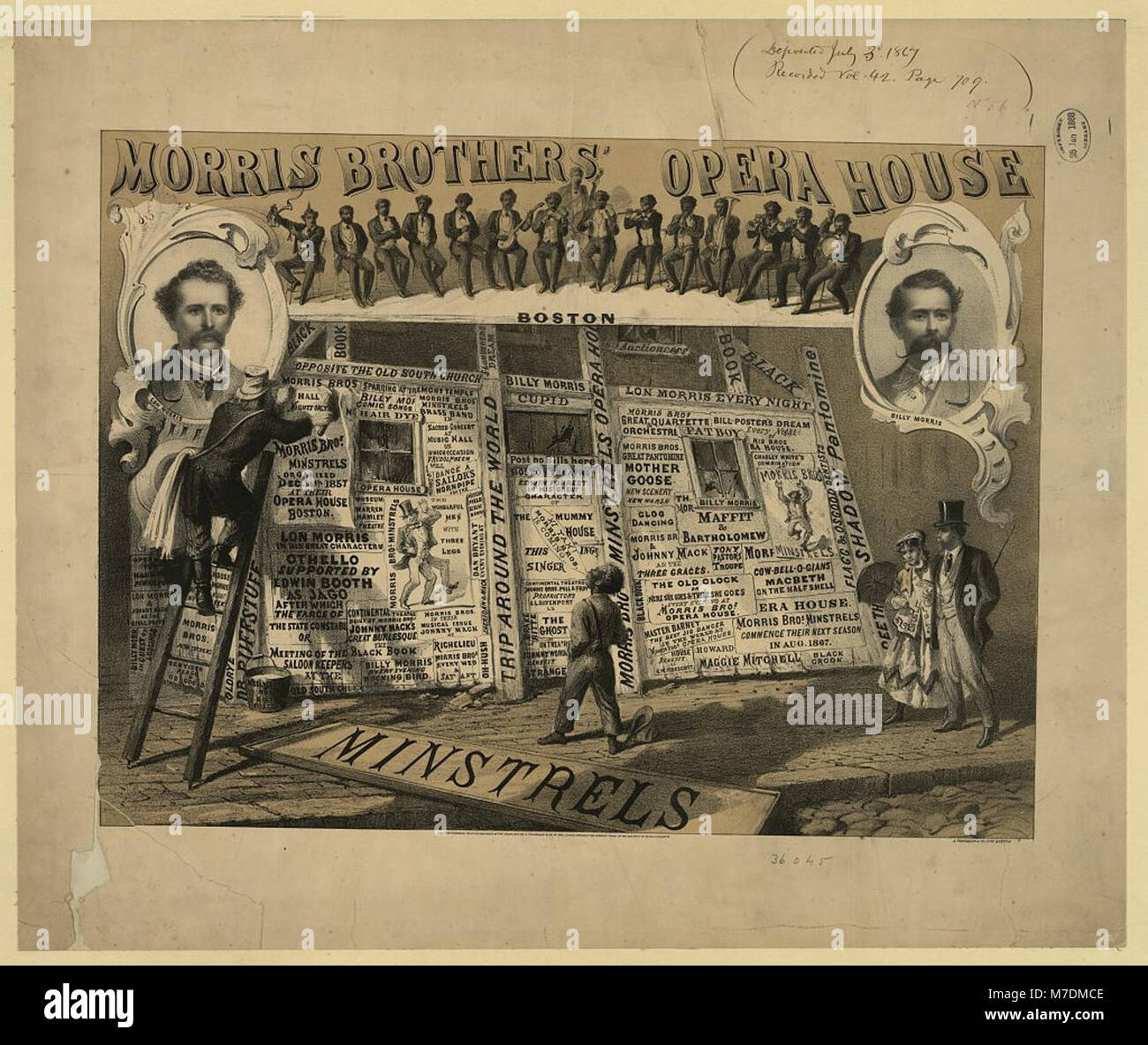 An A. Trochsler & Co. lithograph of the Morris Brothers' Opera House in ...