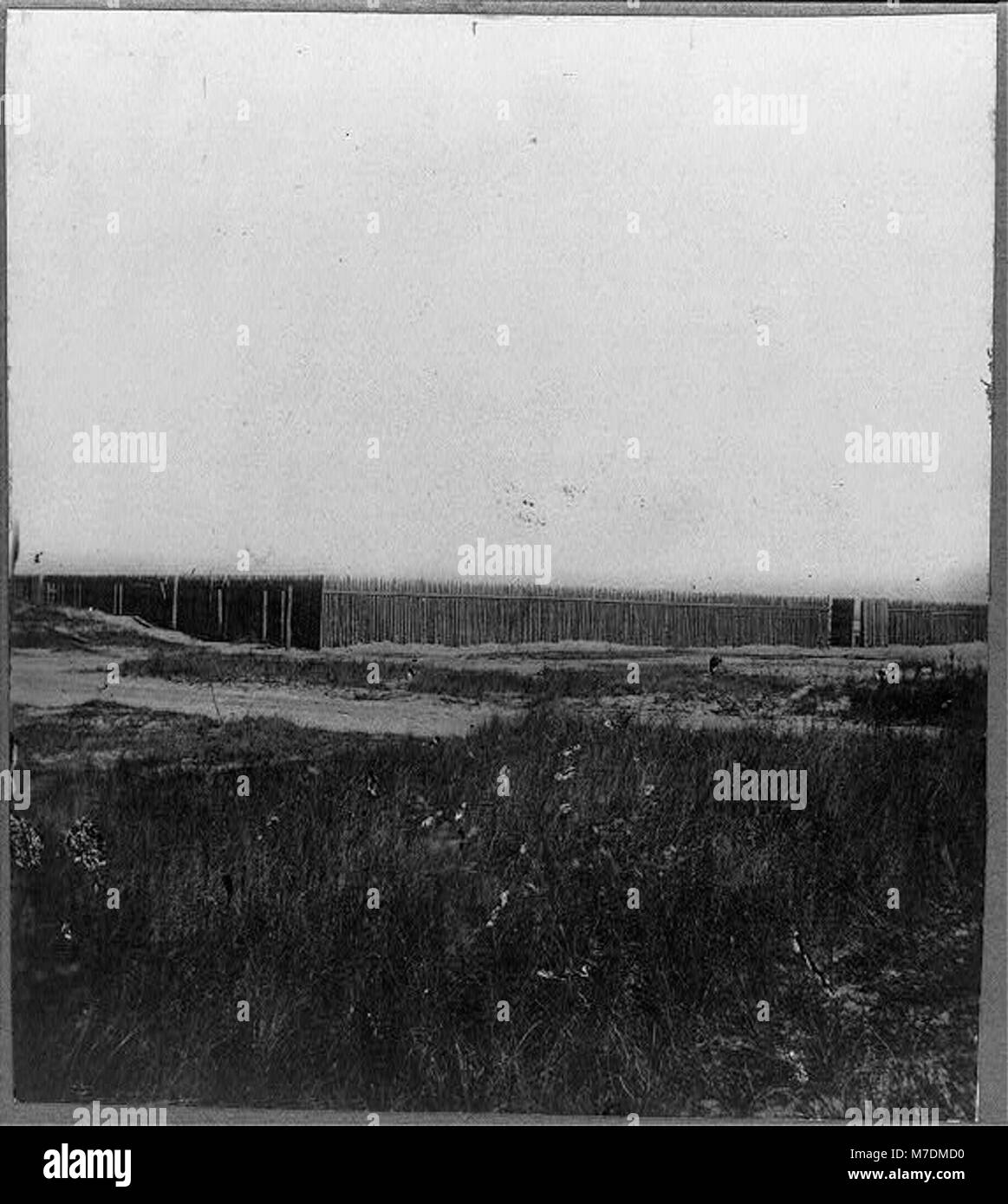 This photograph depicts the stockade on Morris Island, South Carolina ...