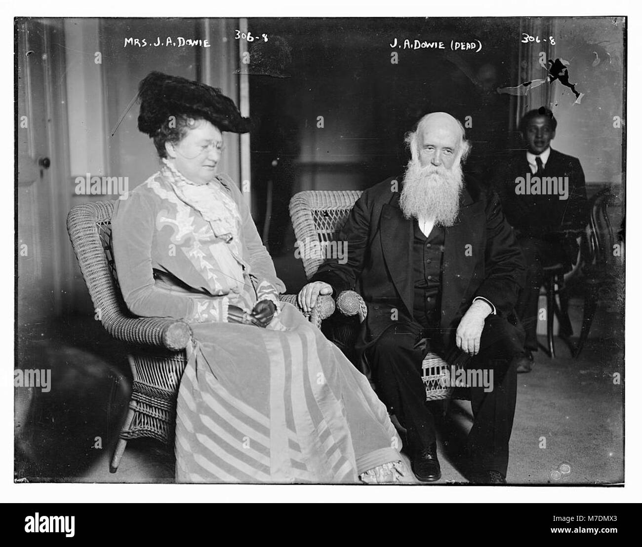 A formal photograph of Mr. and Mrs. J.A. Dowie, highlighting the couple ...
