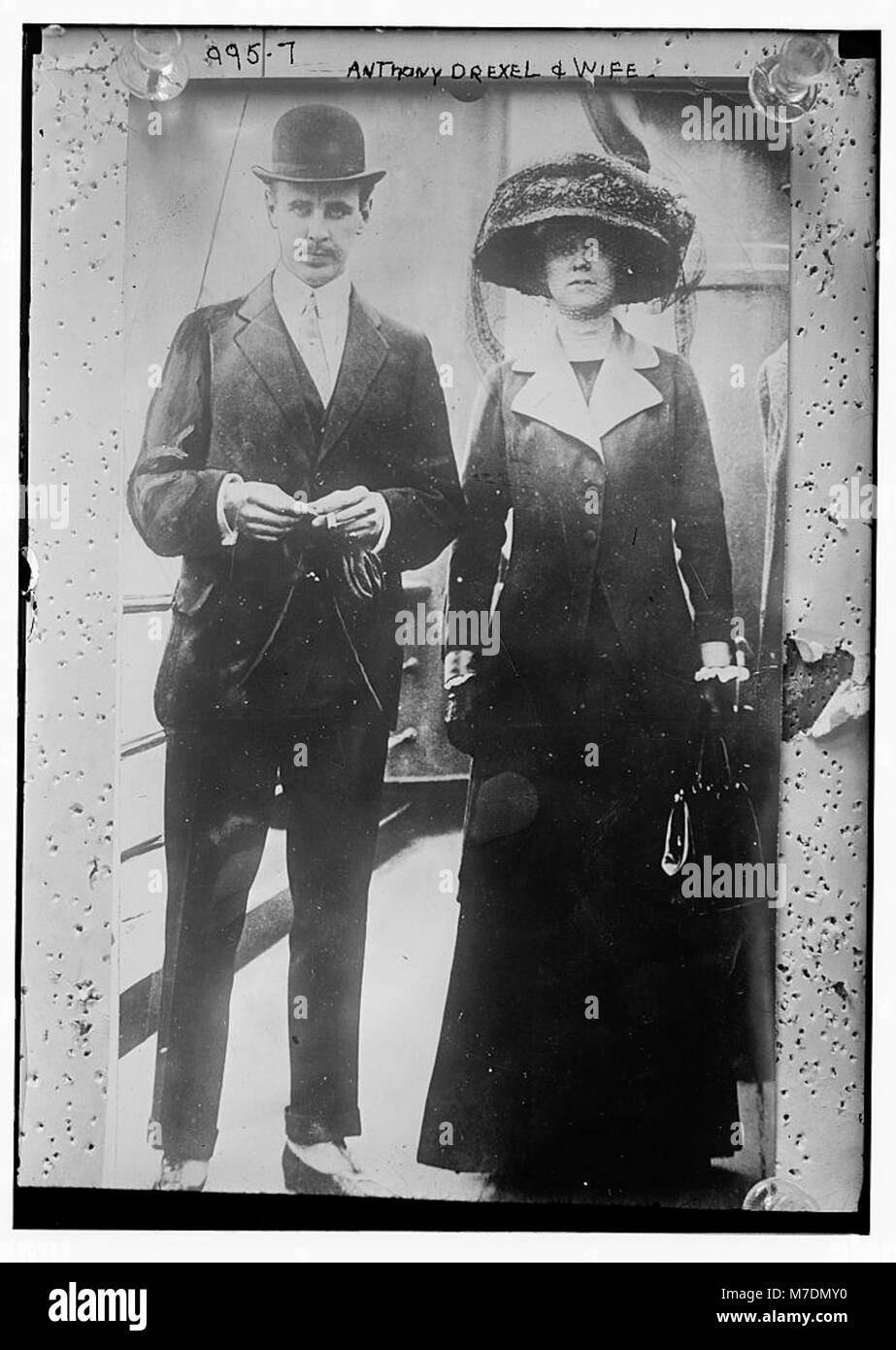 Mr. and Mrs. Anthony Drexel are shown aboard a ship, likely on a voyage ...