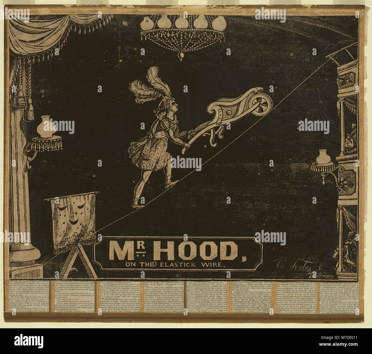 This image shows Mr. Hood performing on an elastic wire, showcasing his ...