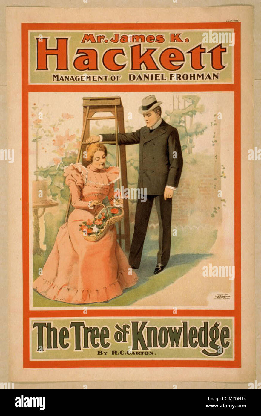 Mr. James K. Hackett is depicted alongside the illustration of 'The Tree of Knowledge,' created ...