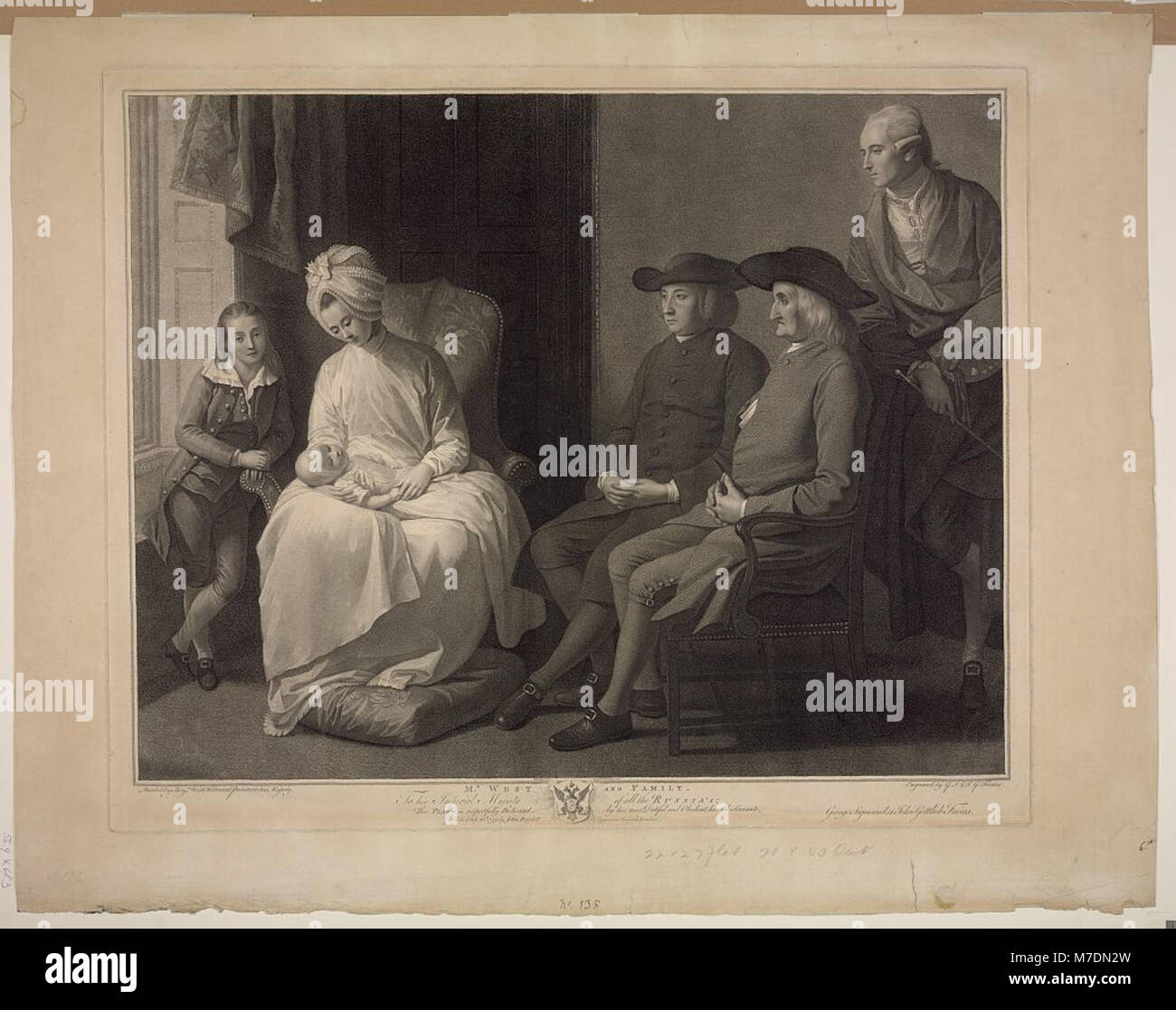 A historical painting by Benjamin West, depicting Mr. West and his ...