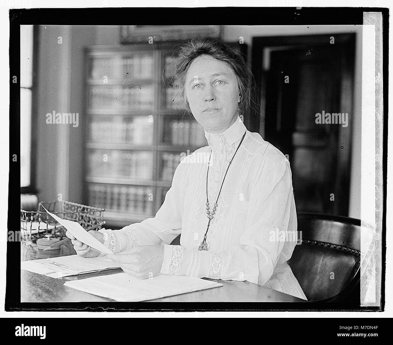 A portrait of Mrs. Annette Abbott Adams, a prominent figure known for ...