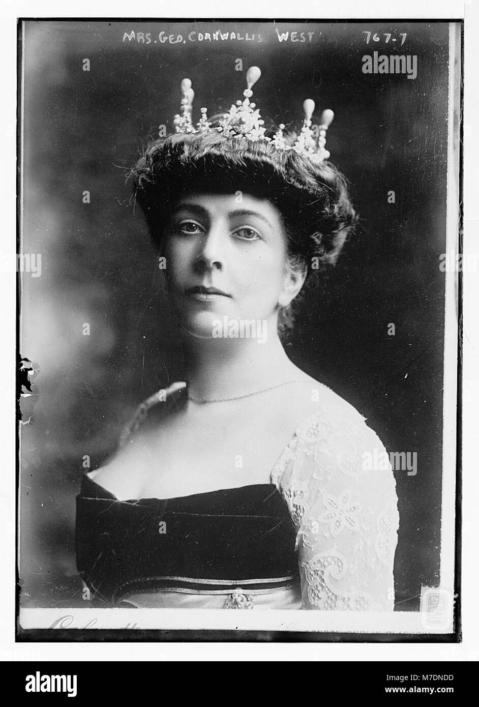 A formal portrait of Mrs. George Cornwallis West, capturing her ...