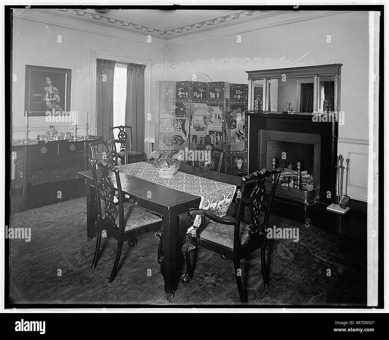 The photograph portrays Mrs. Hendricks at the Burling House, capturing ...
